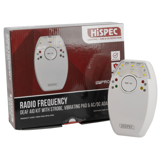 Hispec Mains-Powered Deaf Aid Kit with Strobe Light & Vibrating Pad