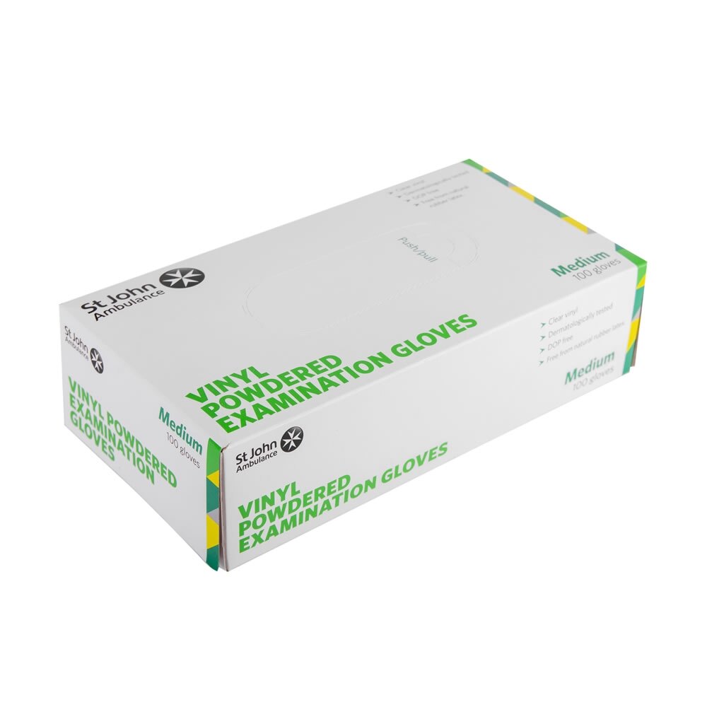 St John Ambulance Disposable Powdered Medical First Aid Vinyl Gloves ...