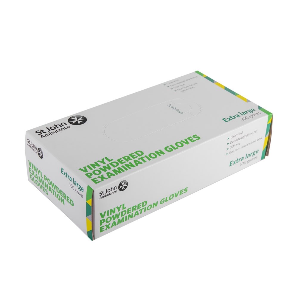 St John Ambulance Disposable Powdered Medical First Aid Vinyl Gloves ...