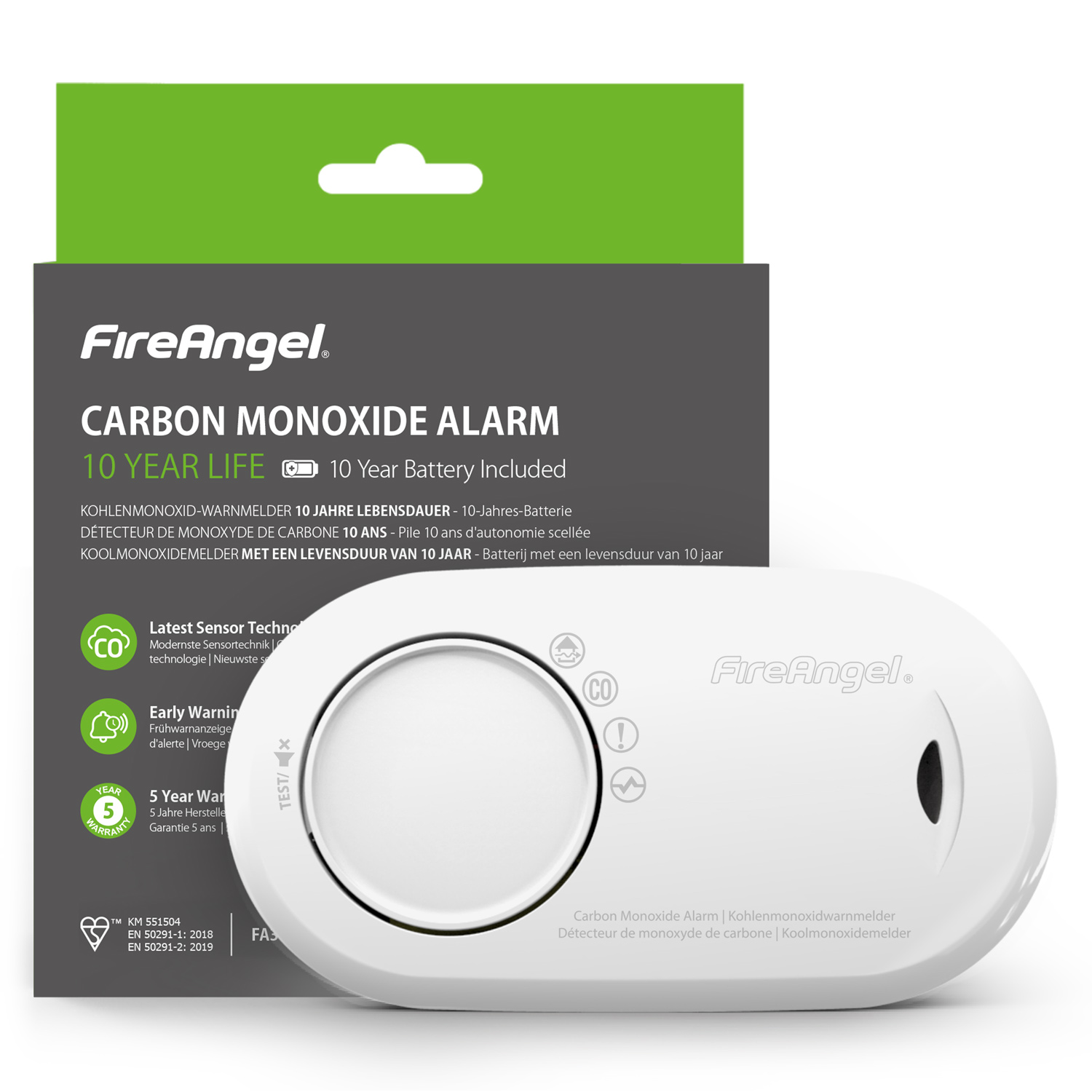 10 Year Longlife Battery Carbon Monoxide Alarm - FireAngel FA3820 - £23 ...