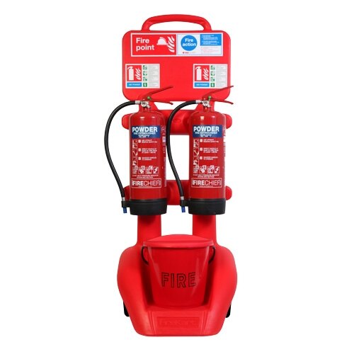 Rotationally Moulded Double Extinguisher Trolley / Mobile Fire Point