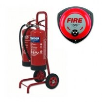 Double Fire Extinguisher Trolley with Rotary Alarm Bell