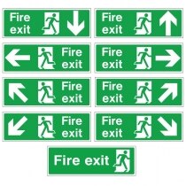 Rigid Plastic Fire Exit Signs with Self-Adhesive Backing